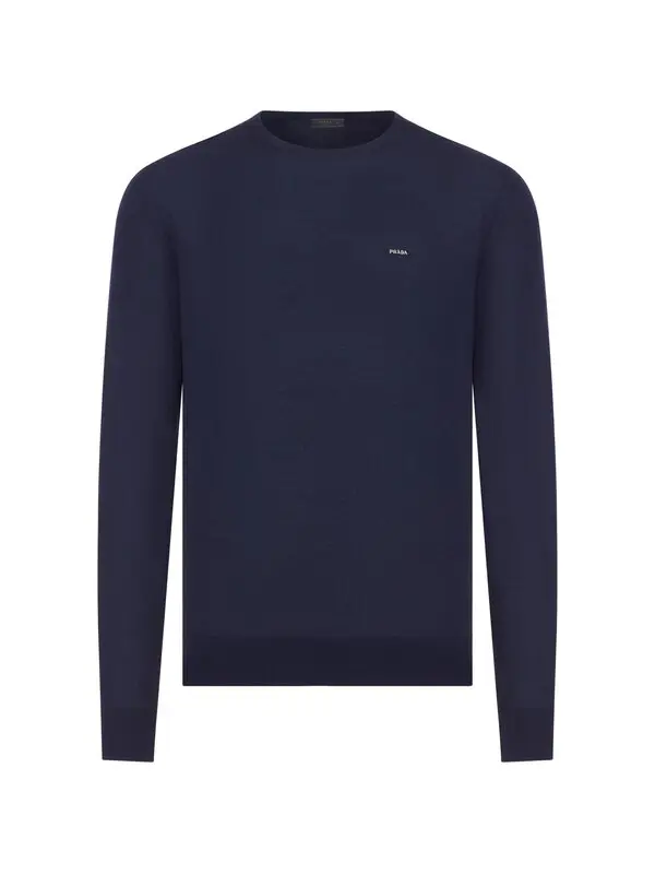 Prada Fine Knit Crew Neck Sweater - Bleu