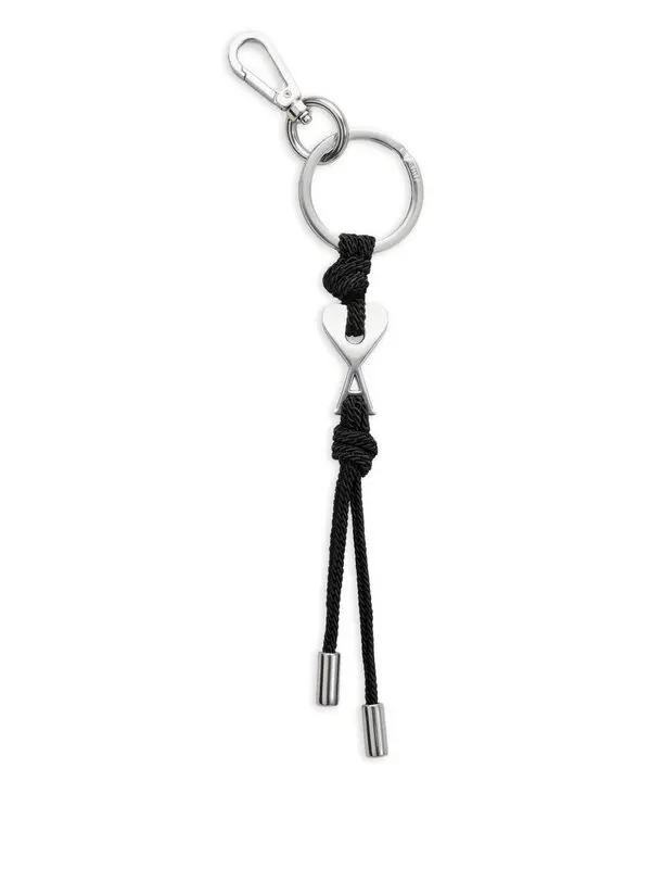 AMI Paris Silver-tone Heart Charm Keychain - Black