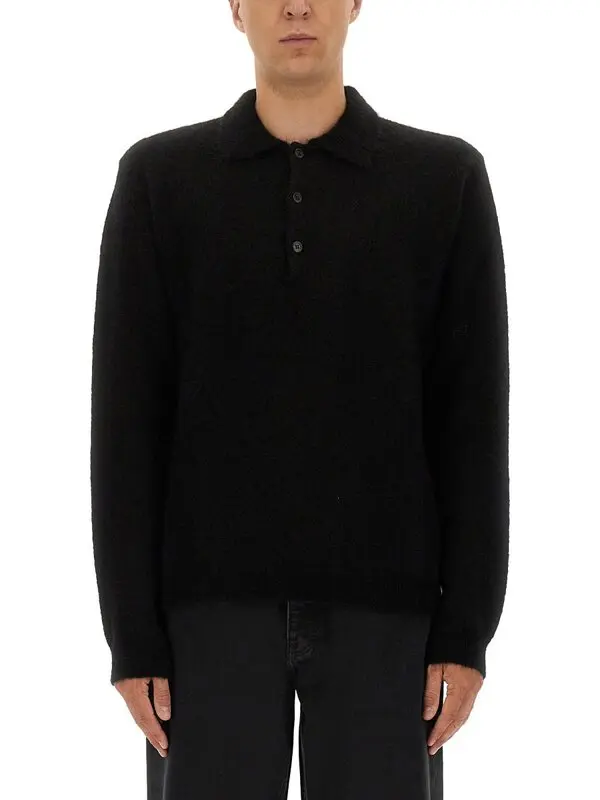 SUNFLOWER Polo-collar Sweater - Black