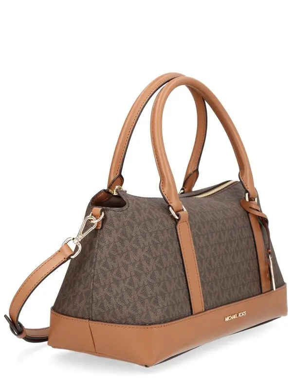 Michael Kors Monogram Satchel Bag With Crossbody Strap - Brown