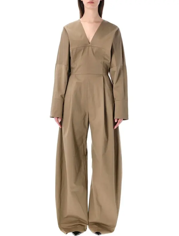 THE LATEST Chic Mini Dress With V-neckline And Long Sleeves - Brandy