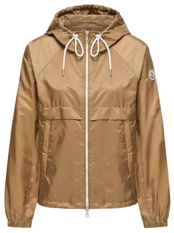 Moncler Water-resistant Jacket With Adjustable Hood And Drawstring Hem - Beige
