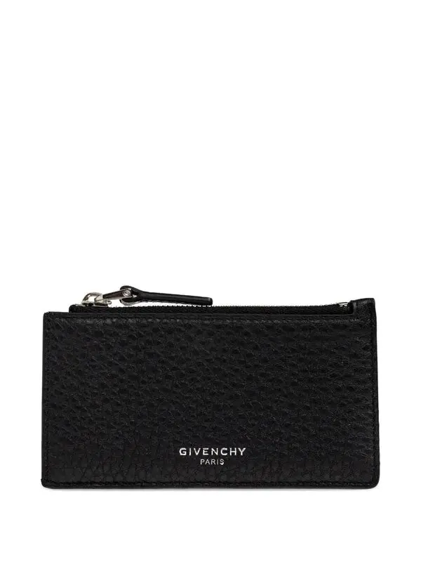 Givenchy Mini Zip Leather Card Holder - Black