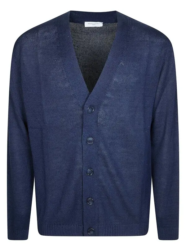 DANIELE FIESOLI Linen Blend Cardigan For - Blu