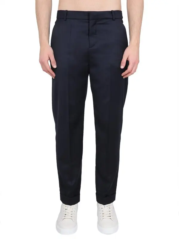 Balmain Straight Leg Wool Trousers - Blue