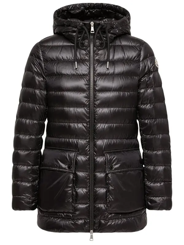 Moncler Water-resistant Longline Quilted Coat With Adjustable Hood - Black