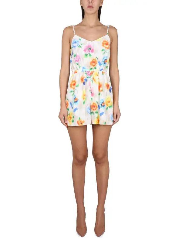 Moschino Floral Print Sweetheart Neckline Jumpsuit - Multicolour