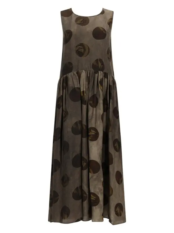 UMA WANG Printed Viscose And Cupro Blend Dress - Brown