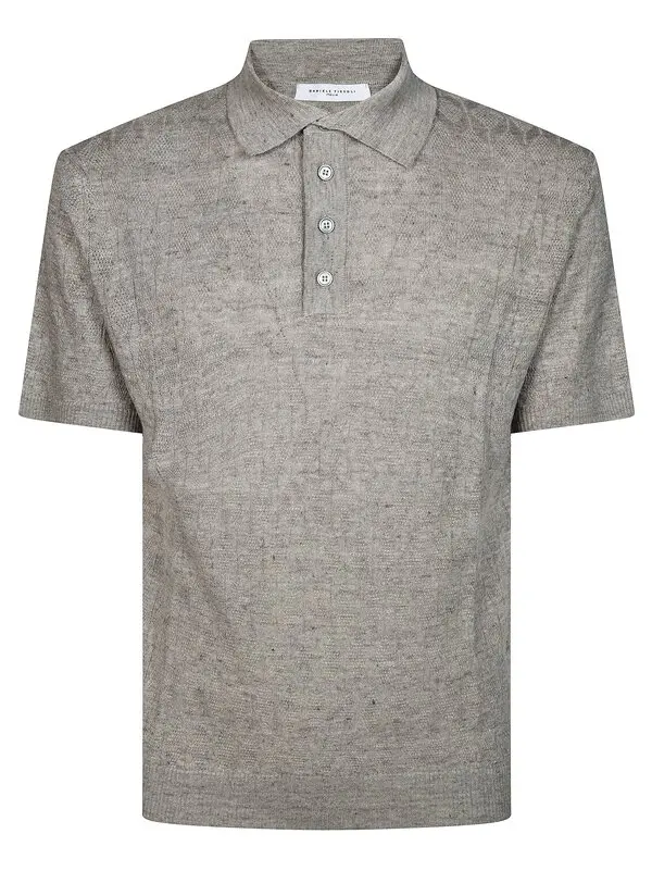 DANIELE FIESOLI Mini Linen Cotton Polo Shirt - Grigio