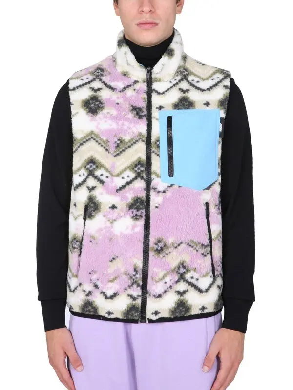 MSGM Fleece Sherpa Vest With Geometric Print - Multicolour