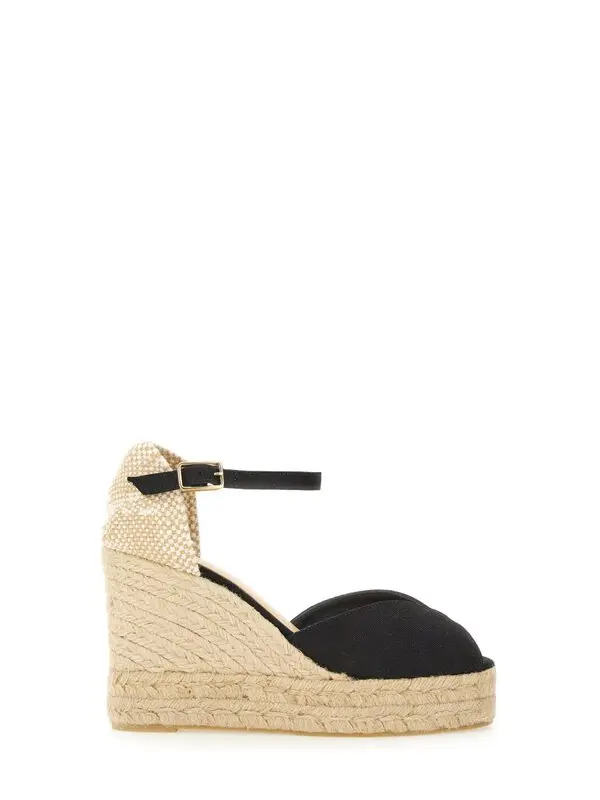 CastaÑer Elevated Wedge Sandal With Ankle Strap - Black