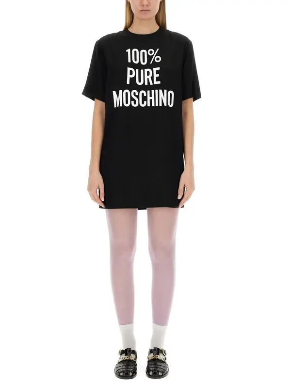 Moschino Plaque Long-sleeved Dress - Black