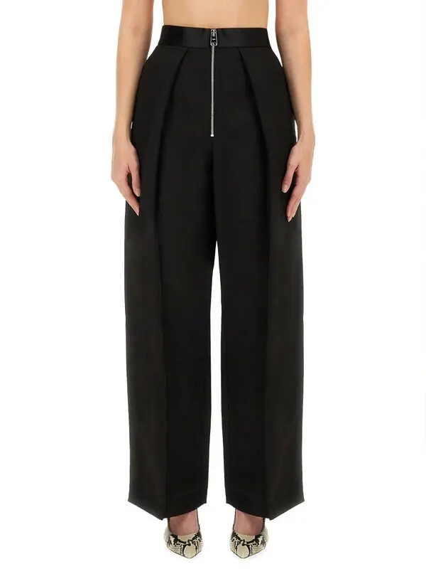 Khaite Marine Zipped Crepe Wide-leg Trousers - Black
