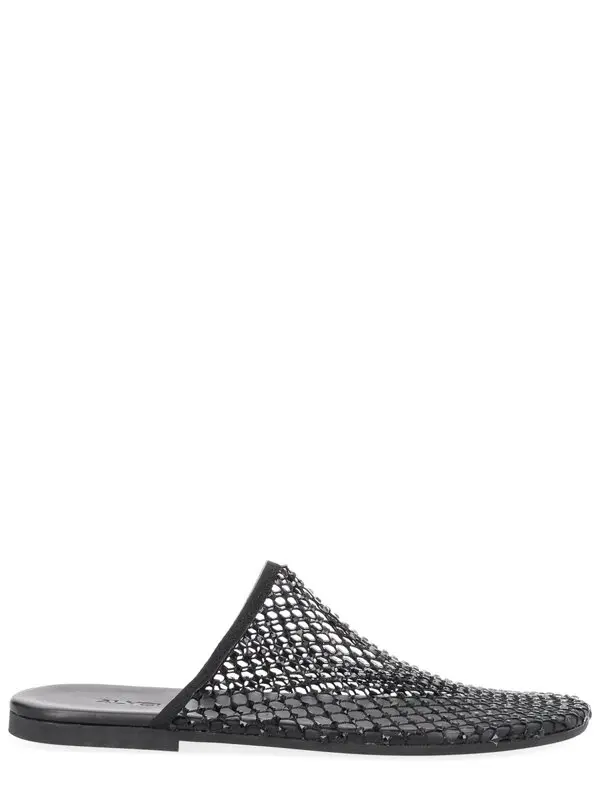 ALYSI Mesh Embellished Flat Mules - Black