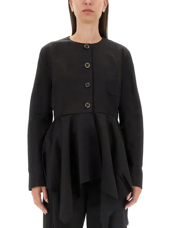 UMA WANG Viscose Blend Jacket With Draped Hem