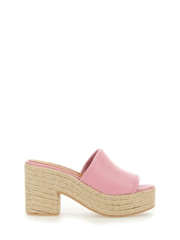Moschino Leather Platform Espadrille Sandals