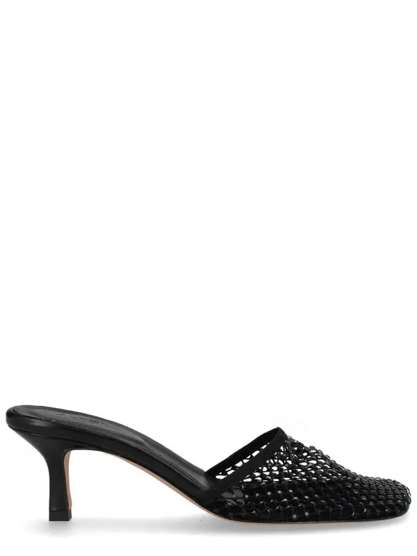 ALYSI Woven Pointed Toe High Heel Mules - Black