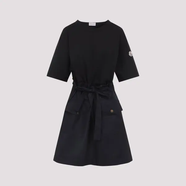 Moncler Belted Cotton Mini Dress - Black
