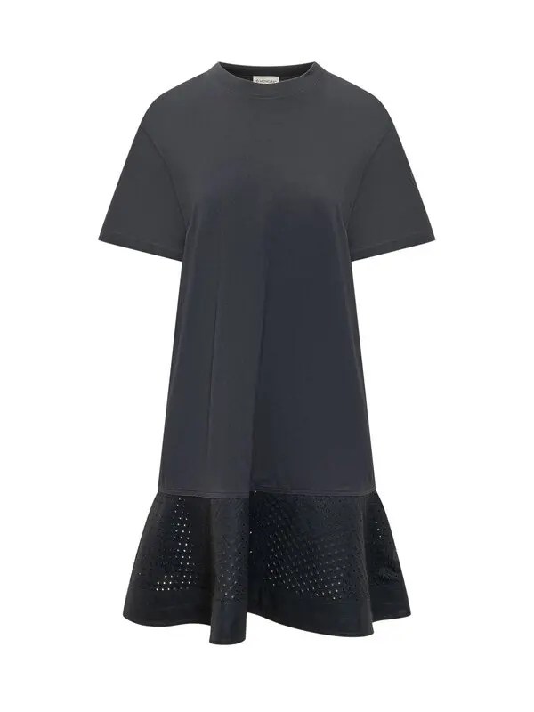 Moncler Mini Dress With Layered Hem - Blu