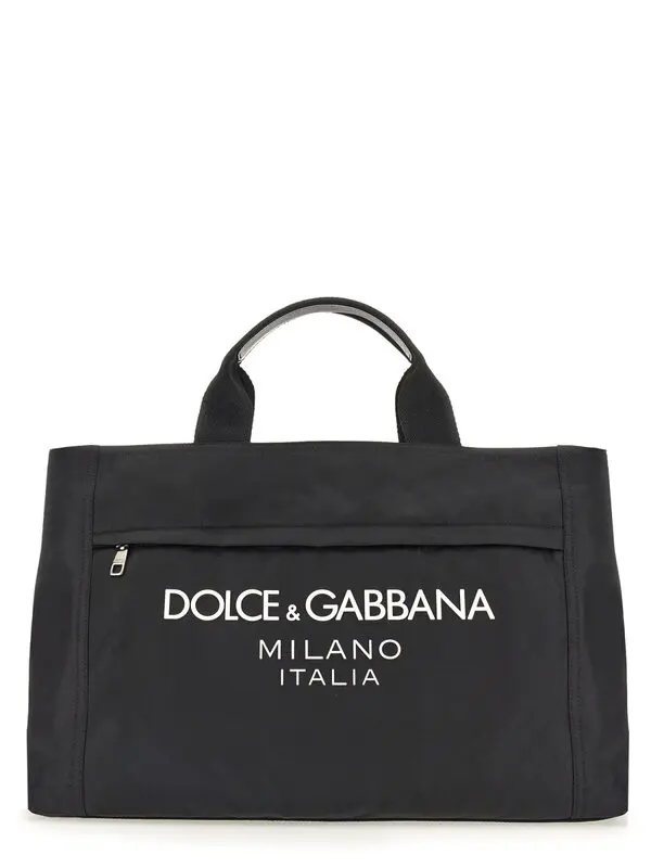 Dolce & Gabbana Nylon Holdall With Rubberized Logo