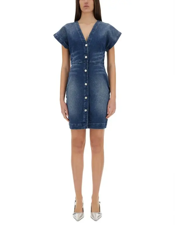 Moschino Slim Fit Button-detailed Dress - Denim