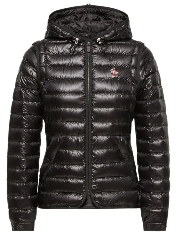 Moncler Down-filled Coat With Detachable Sleeves - Black