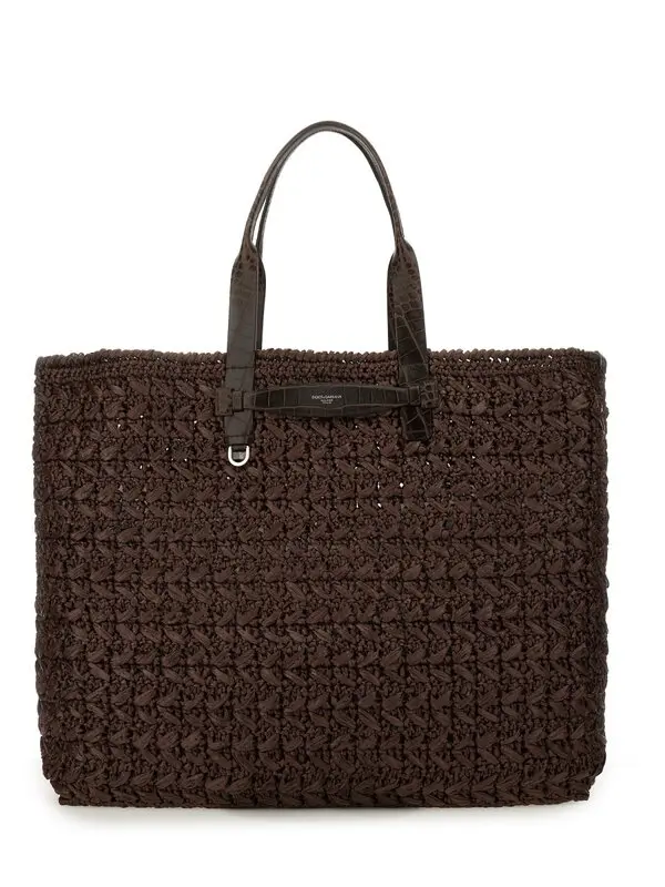Dolce & Gabbana Woven Mesh Shopping Bag - Brown