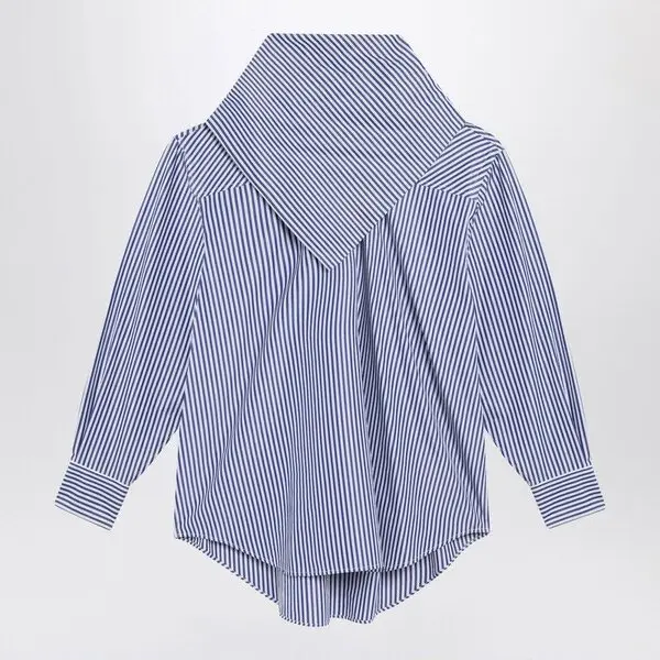 AMI Paris Striped Cotton Bandana Blouse - Blue