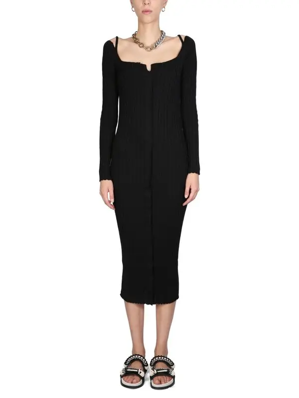 Philosophy Di Lorenzo Serafini Ribbed Knit Midi Dress - Black
