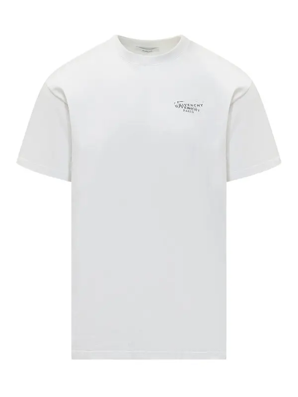 Givenchy T-shirt In Cotton With Stamp Print - White