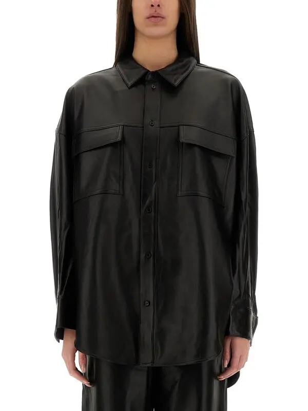 Michael Kors Oversized Leather Jacket - Black
