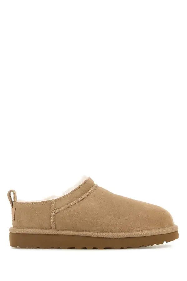 UGG Classic Mini Suede Sheepskin Lined Slip-on Boots - Beige