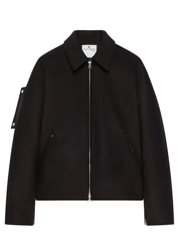 COURREGES Embroidered Wool Bomber Jacket - Black