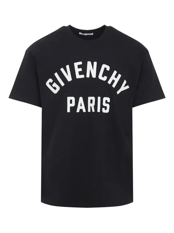 Givenchy Logo Print Straight Fit Cotton T-shirt - Nero