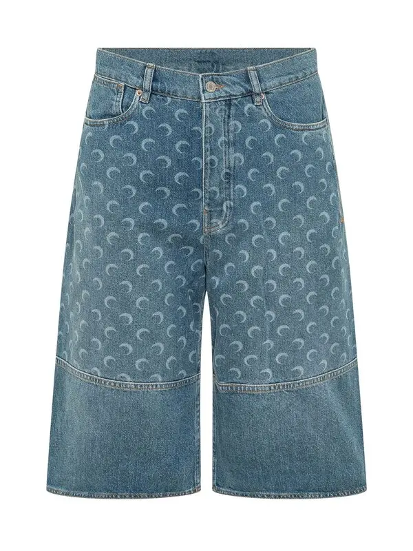 MARINE SERRE Bermuda Shorts With Stampaint Luna Detail