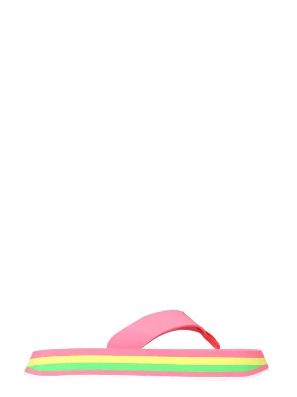 MSGM Striped Thong Sandals With 3.5 Cm Platform Sole - Fuchsia