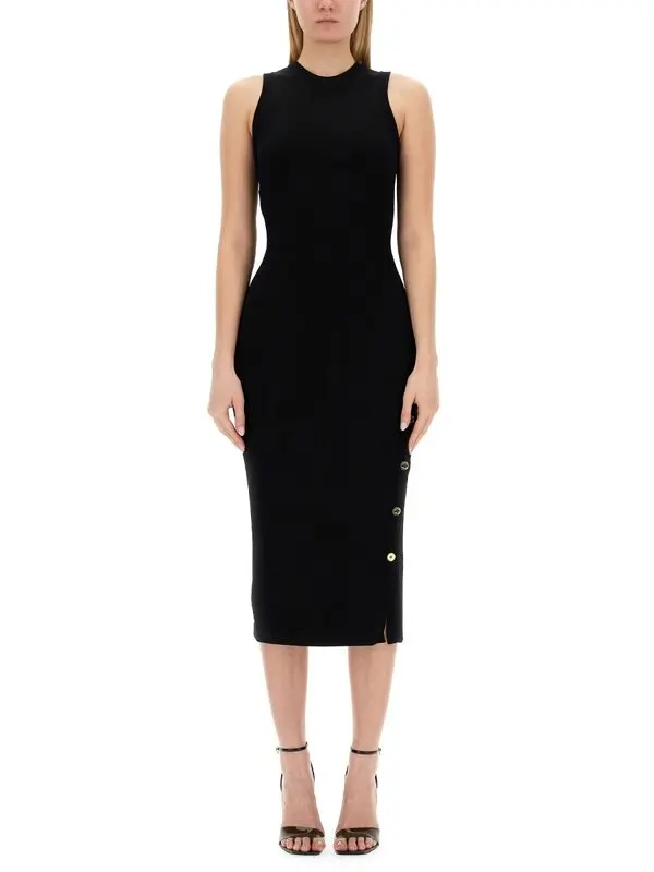 Moschino Button Detailed Knit Midi Dress - Black