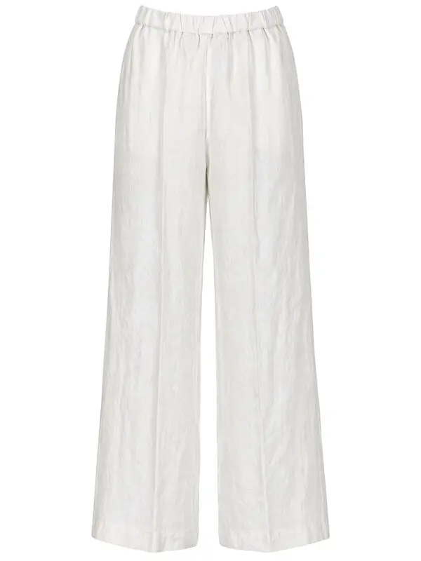 Aspesi Wide Leg Linen Trousers - White