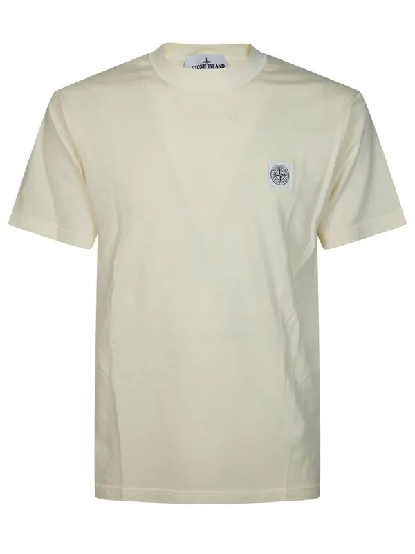 Stone Island Compass-patch Cotton T-shirt - Bianco