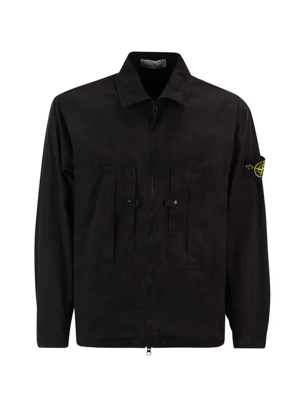 Stone Island Comfort Fit Utility Jacket With Vertical Pockets - Black