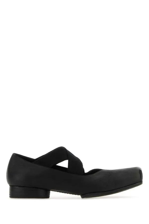 UMA WANG 23mm Square-toe Leather Ballerina Shoes - Black