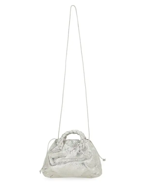 Hereu Bombon Crinkled Metallic Leather Bag - Silver