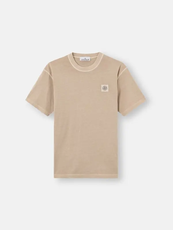 Stone Island Ribbed Neckline Graphic T-shirt Size - Beige