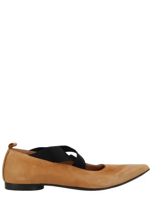 UMA WANG Leather Ballet Flats With Elastic Crossover Strap