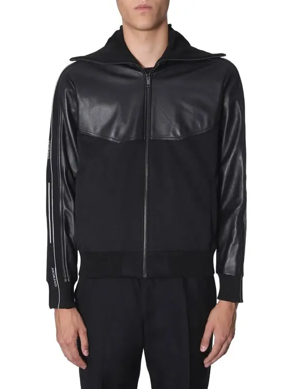 Givenchy Zipped Bomber Jacket With Leather Accents - Black