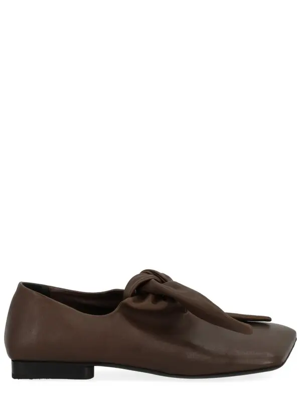 UMA WANG Leather Flat With Bow Detail - Grey