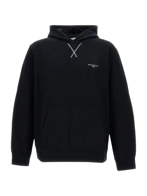 Givenchy Logo Print Cotton Hoodie - Nero