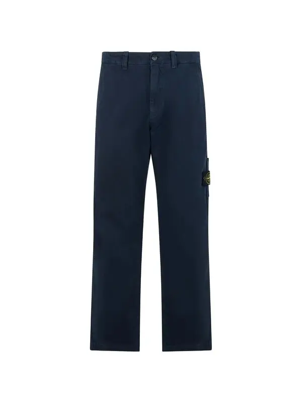 Stone Island Regular-fit Organic Panama Cotton Trousers With Utility Pocket And 'old' Effect - Navyblue