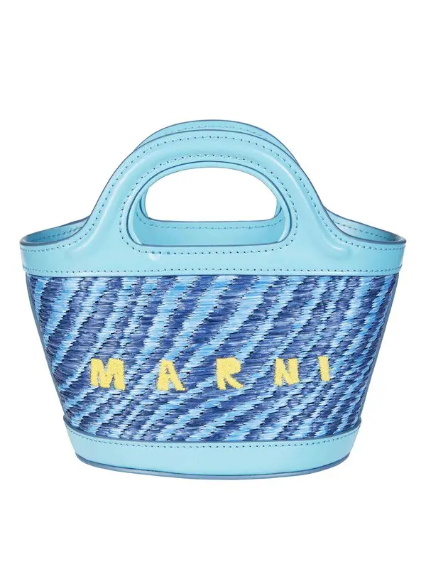 Marni Wavy Raffia-effect Tropicalia Micro Bag - Blu