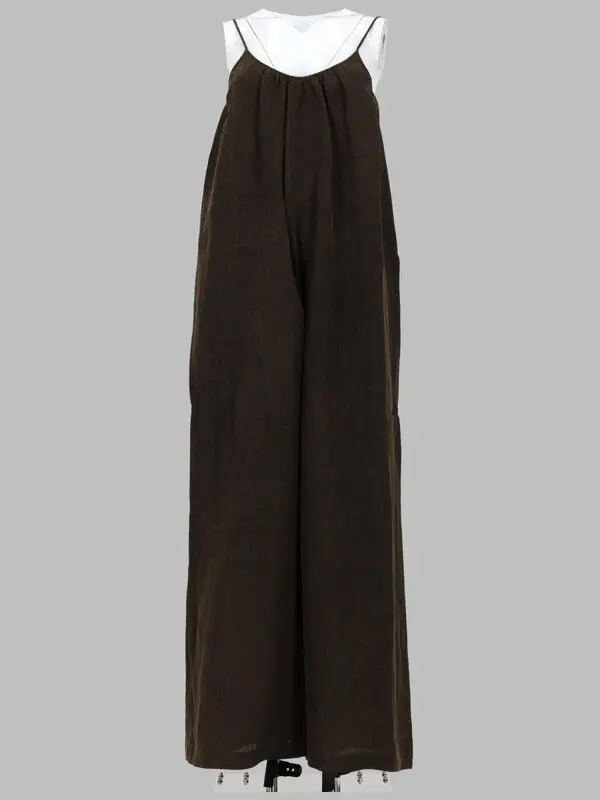 UMA WANG Linen-viscose Blend Jumpsuit - Brown